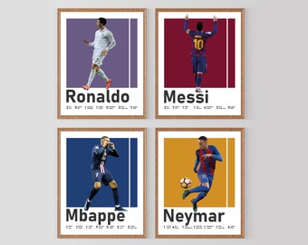 Printable Football Stars Posters Bundle Ronaldo Messi Neymar - Etsy