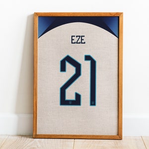 Printable Eberechi Eze Shirt, England Football Kit, Football Wall Art ...