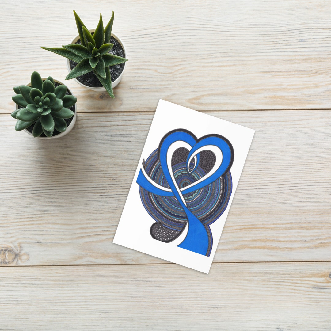 Colon Cancer Awareness Heart Ribbon Blank Card Child Abuse - Etsy