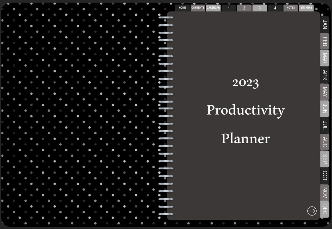 Digital Planner 2023, Dark Planner, Black Digital Planner, Goodnotes ...