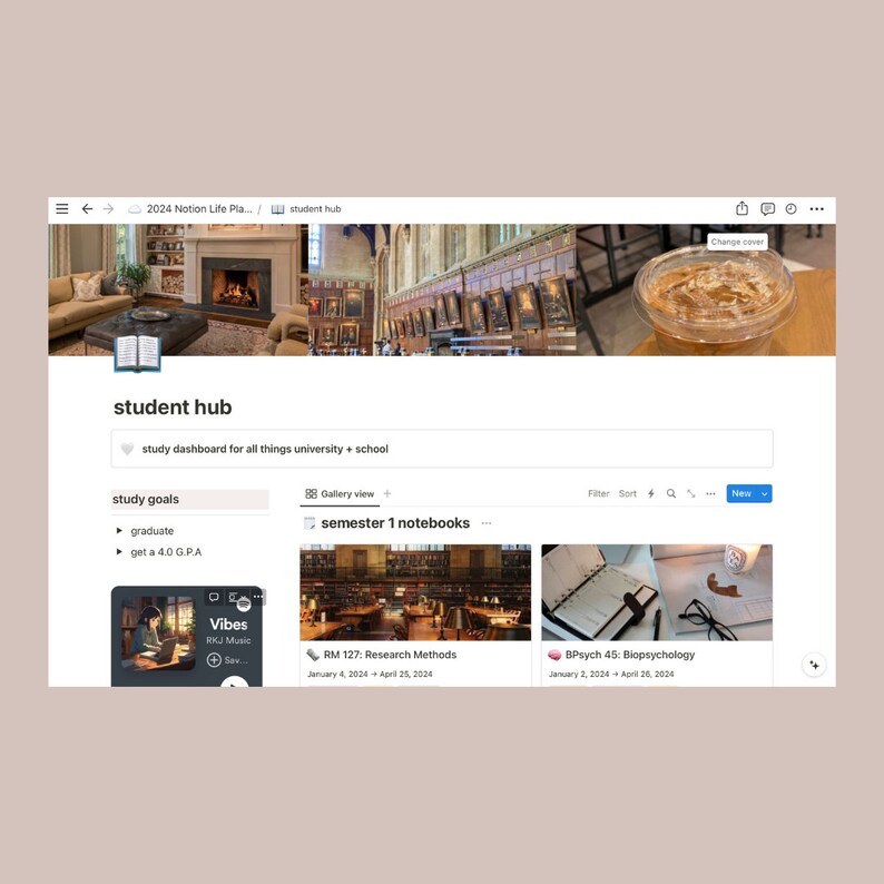 Aesthetic 2024 Notion Student Planner Template, College Digital Planner, That Girl Notion Setup ...