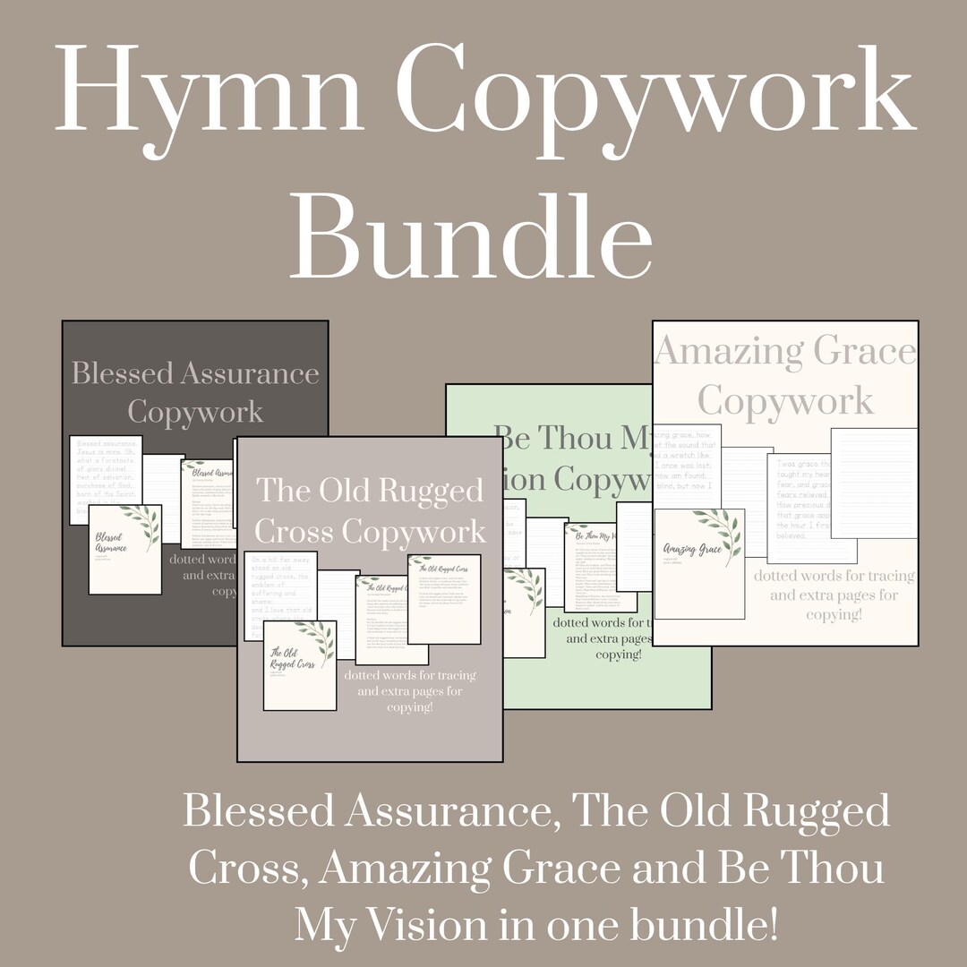 Hymn Copywork Printable Bundle | Christian Handwriting Worksheet (PDF ...
