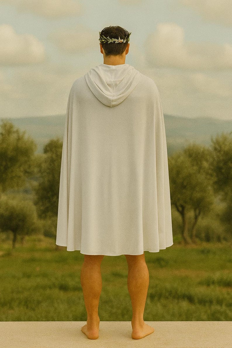 Greek God Hooded Cape – Ancient Mythology Costume Cloak With Gold Trim ...