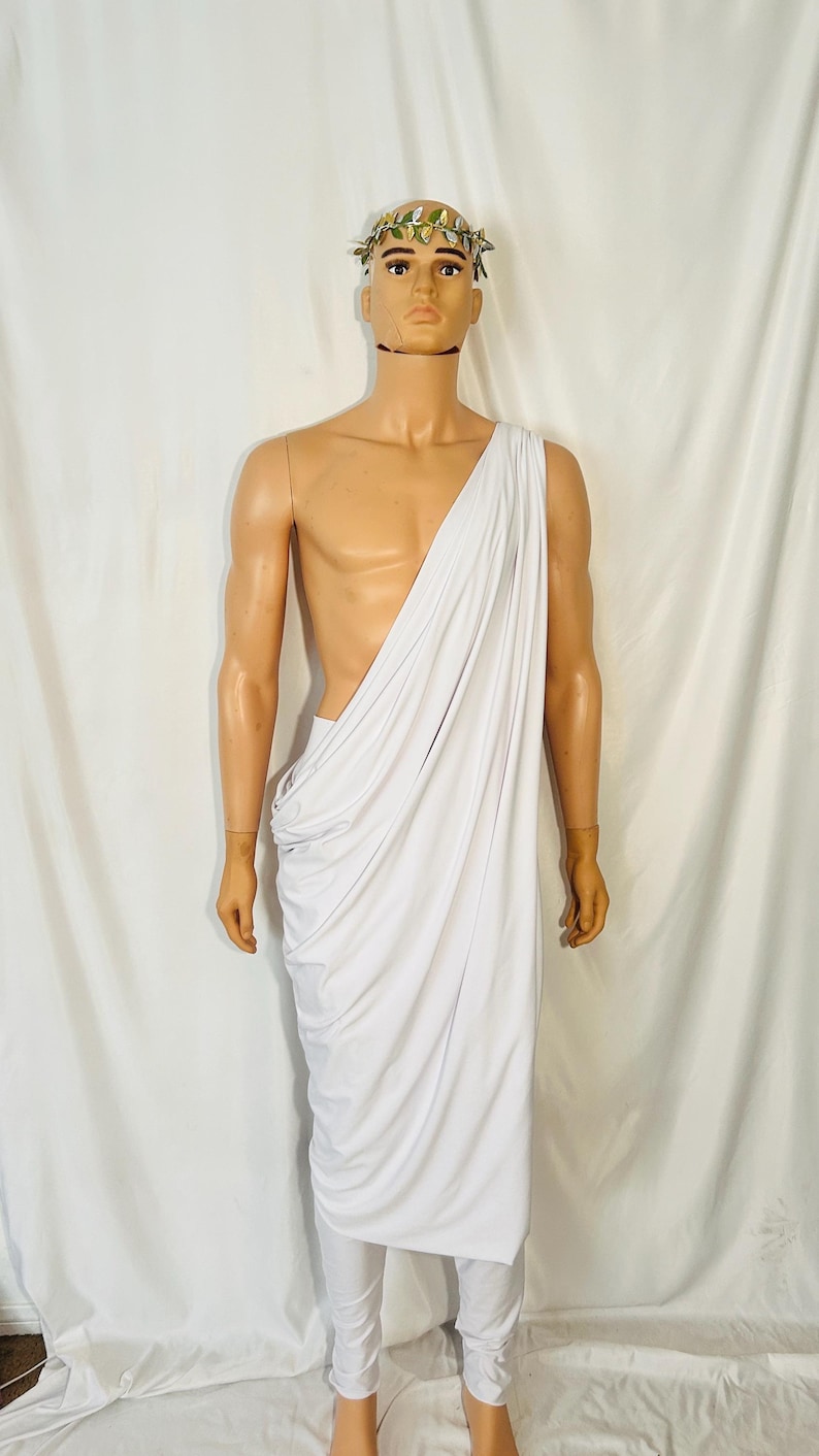 Men’s Greek Toga Costume – Ancient Rome & Greek God Outfit Laurel Crown ...