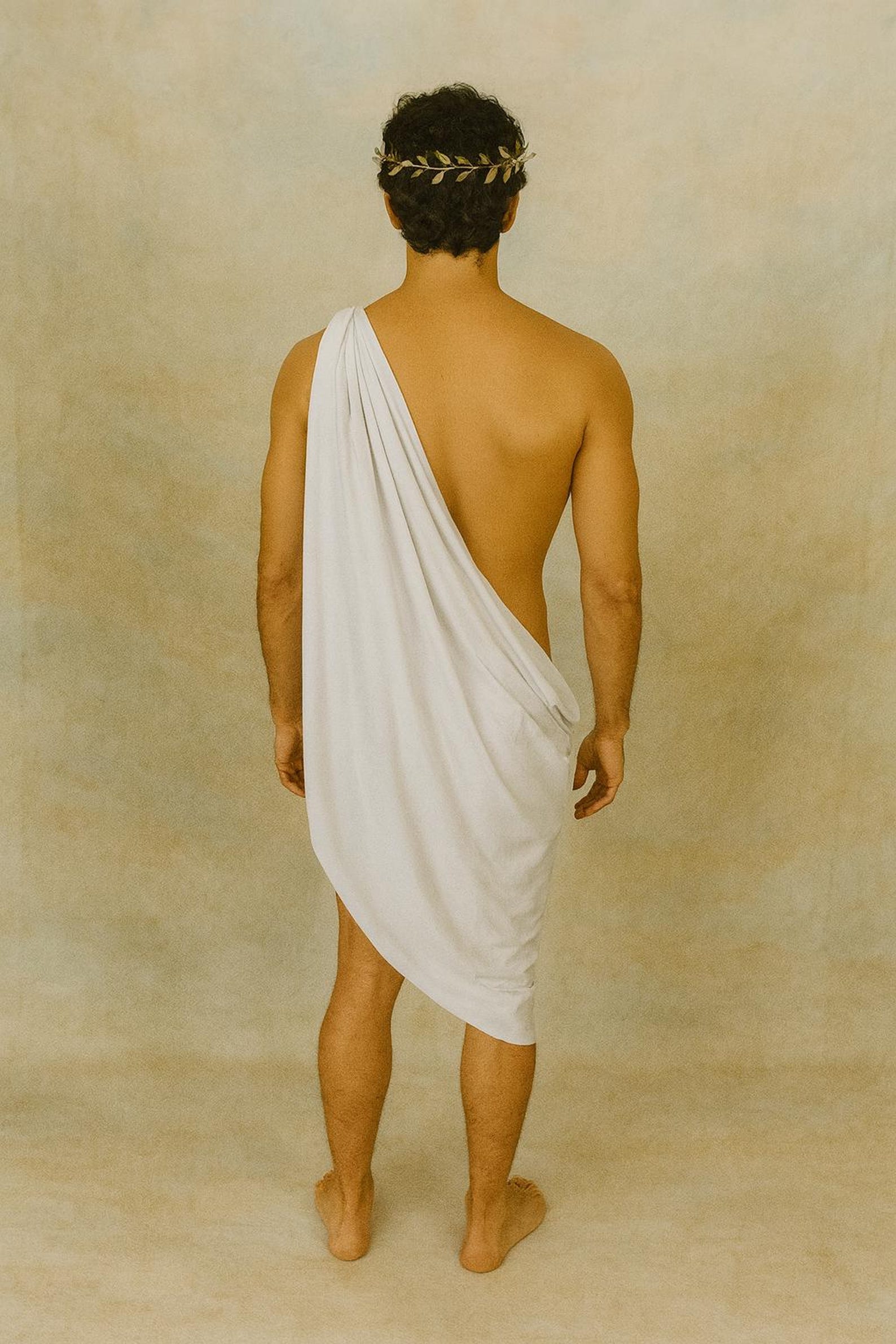 Men’s Greek Toga Costume – Ancient Rome & Greek God Outfit Laurel Crown ...