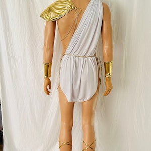 Personalized Men’s Ancient Greek God Toga. Open Breast Gold Loin Cloth ...