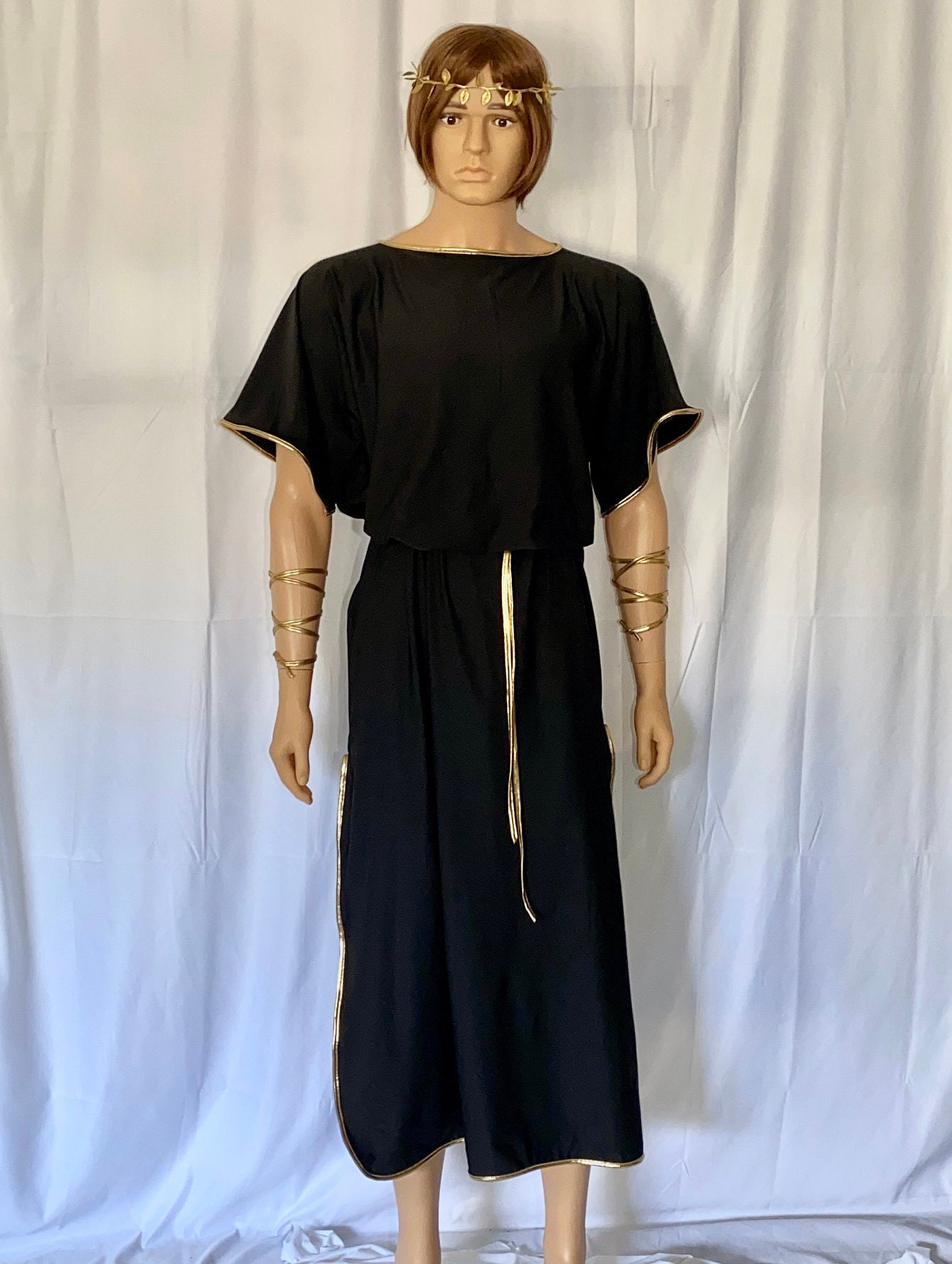 Men's Ancient Greek Toga Costume, Gold Trim, Laurel Crown - Etsy