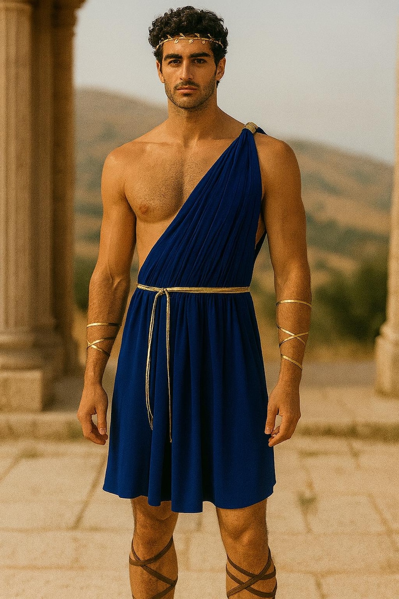 Personalized Greek Toga Costume for Men With Gold Laurel Crown Arm and ...