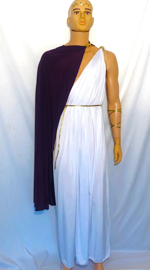 Greek God Hooded Cape – Ancient Mythology Costume Cloak With Gold Trim ...