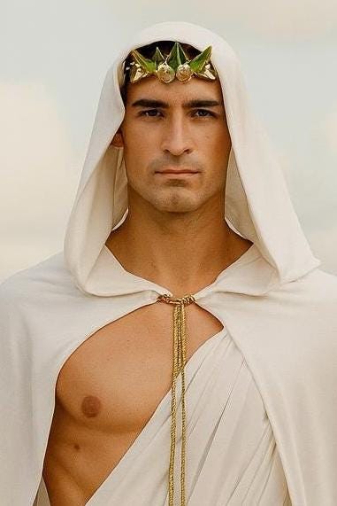 Greek God Hooded Cape – Ancient Mythology Costume Cloak With Gold Trim ...