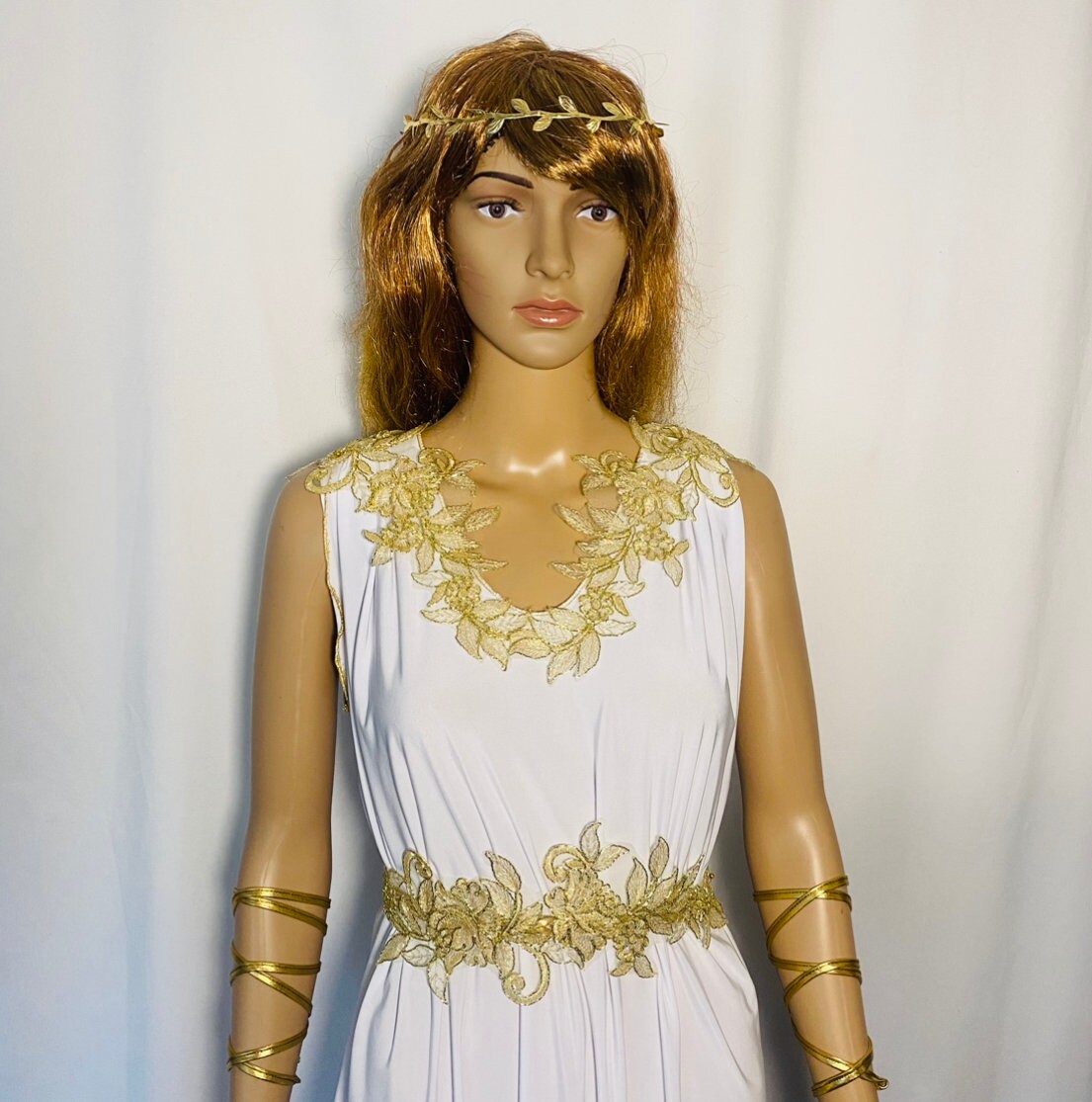 Greek Goddess Tunic Dress: Aphrodite Costume With Gold Leaf Belt - Etsy