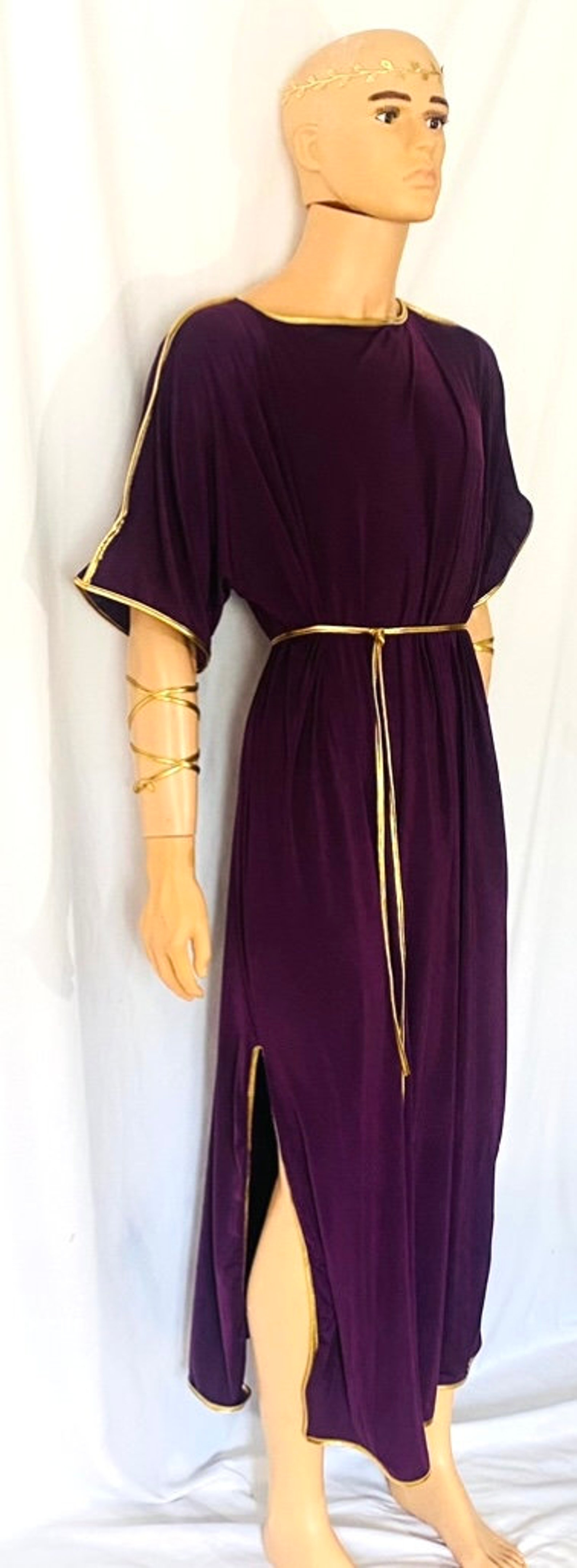 Men's Ancient Greek Toga Costume, Gold Trim, Laurel Crown - Etsy