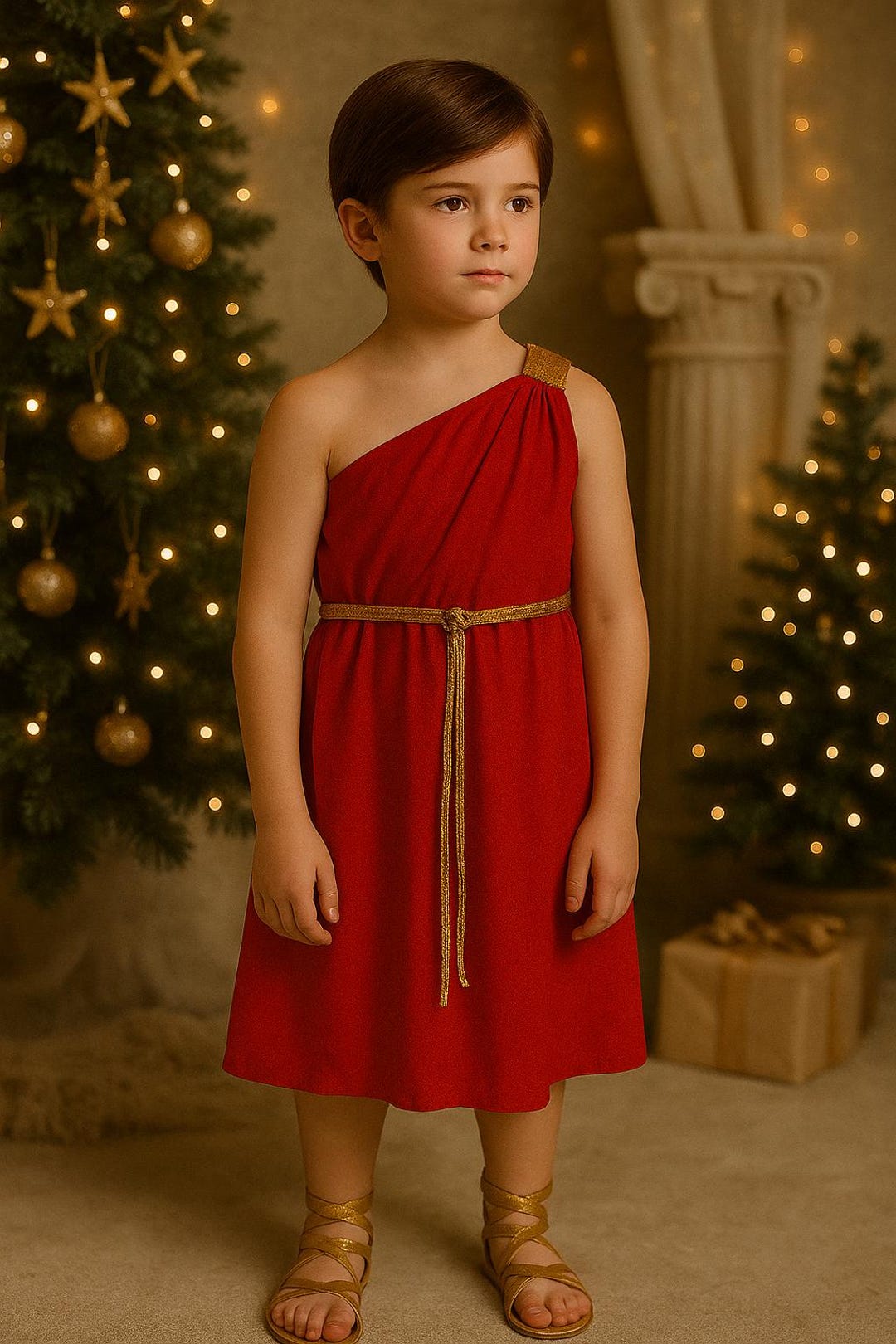 Kids Red Toga Dress | Greek Goddess Pajama Costume for Girls ...