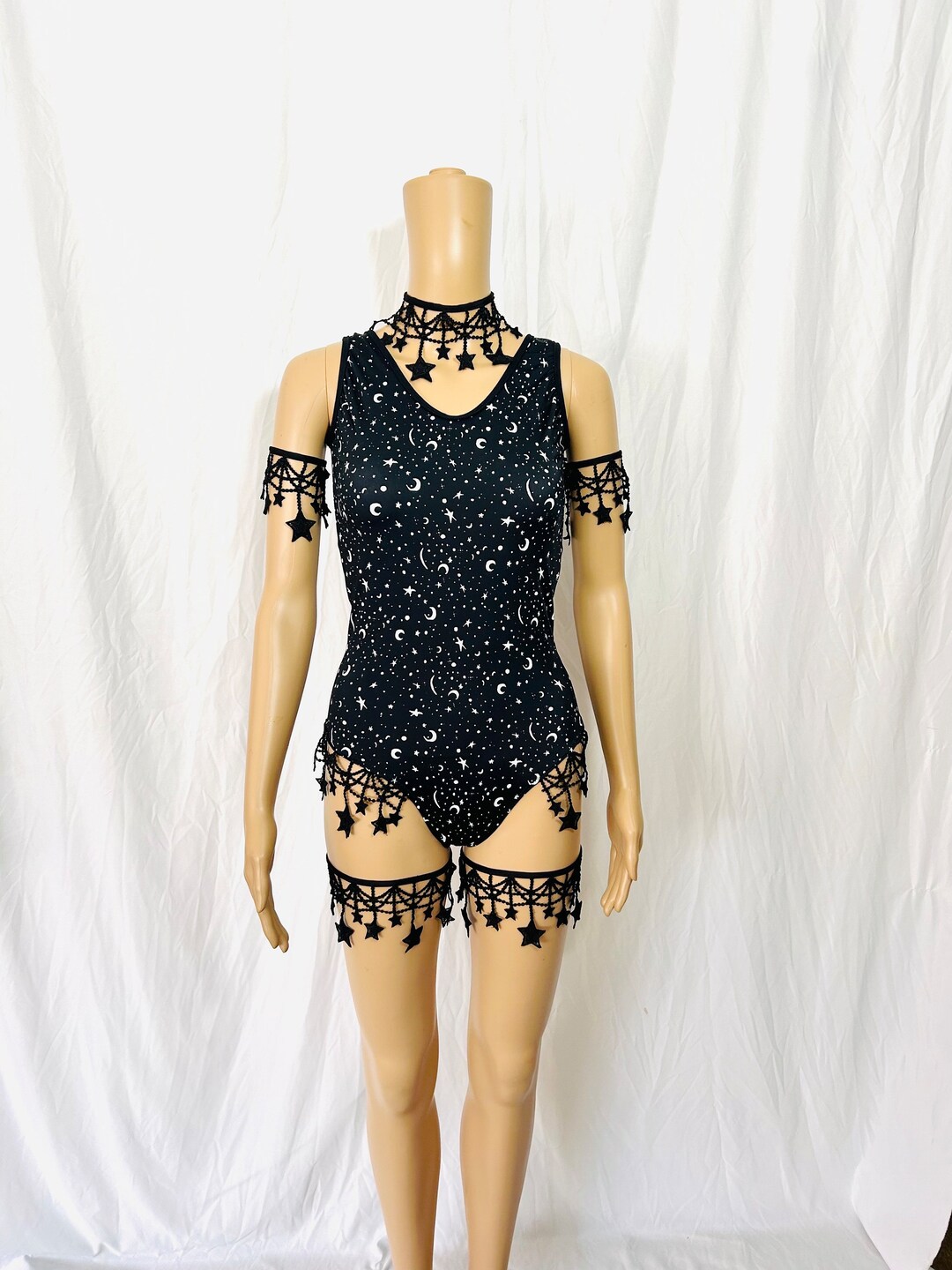 Constellations Stars and Moons Galaxy Celestial Rave Festival Bodysuit ...