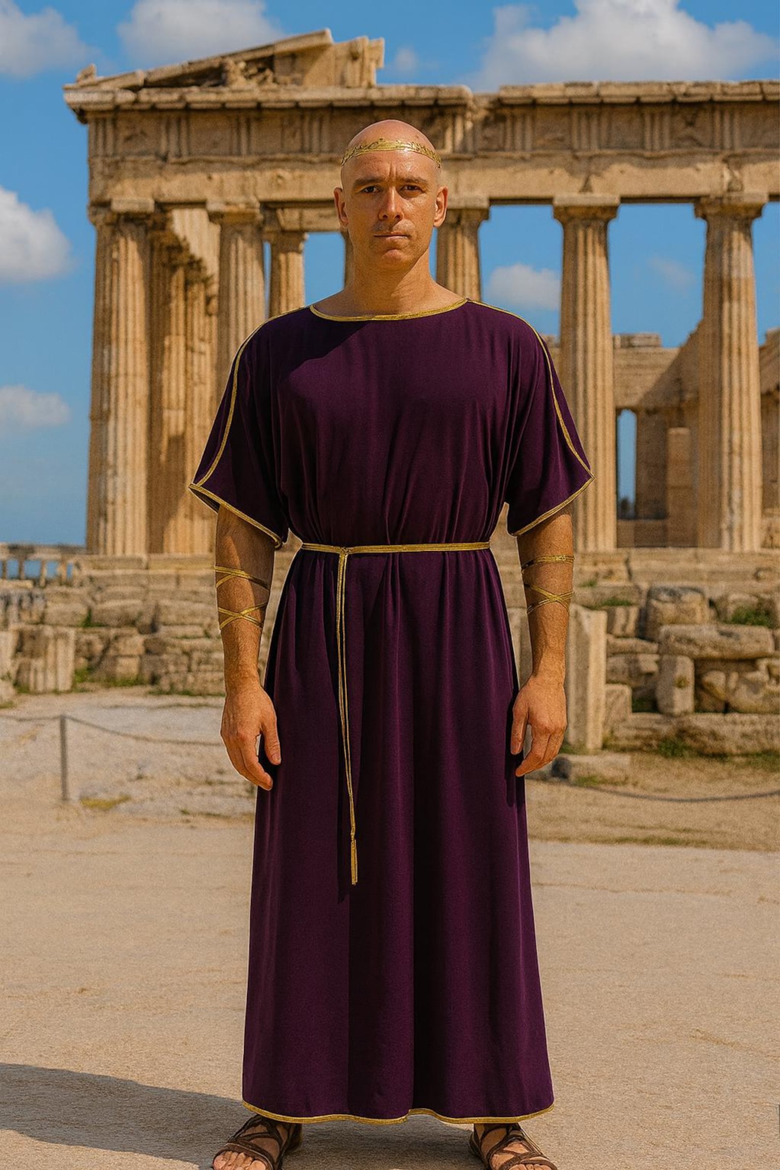 Men's Ancient Greek Toga Costume, Gold Trim, Laurel Crown - Etsy