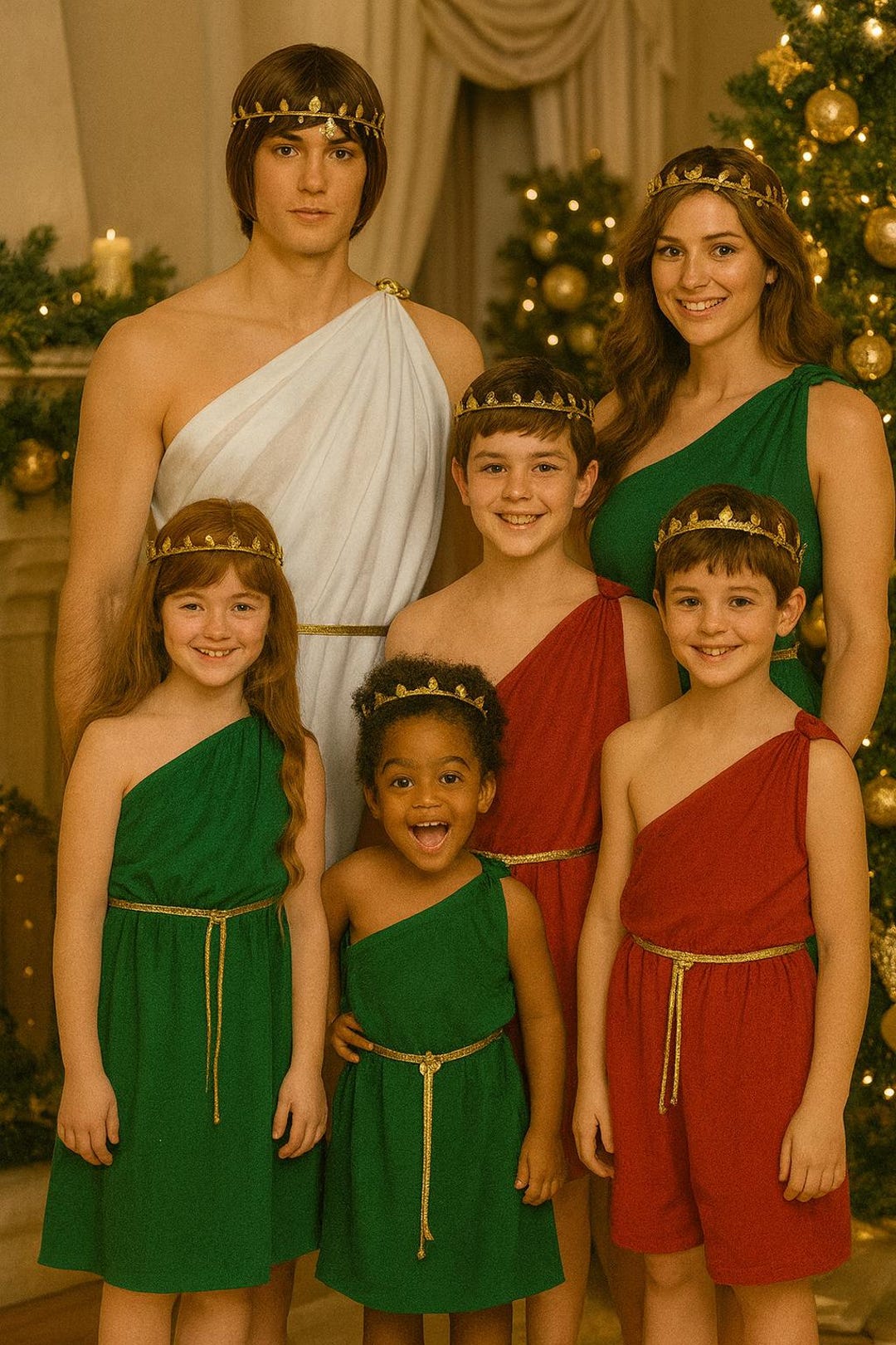Family Christmas Toga Set – Matching Red & Green Holiday Pajama ...