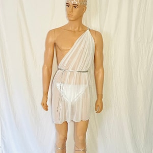Men’s Greek God Toga. Open Breast See Through Sheer Mesh Lingerie ...