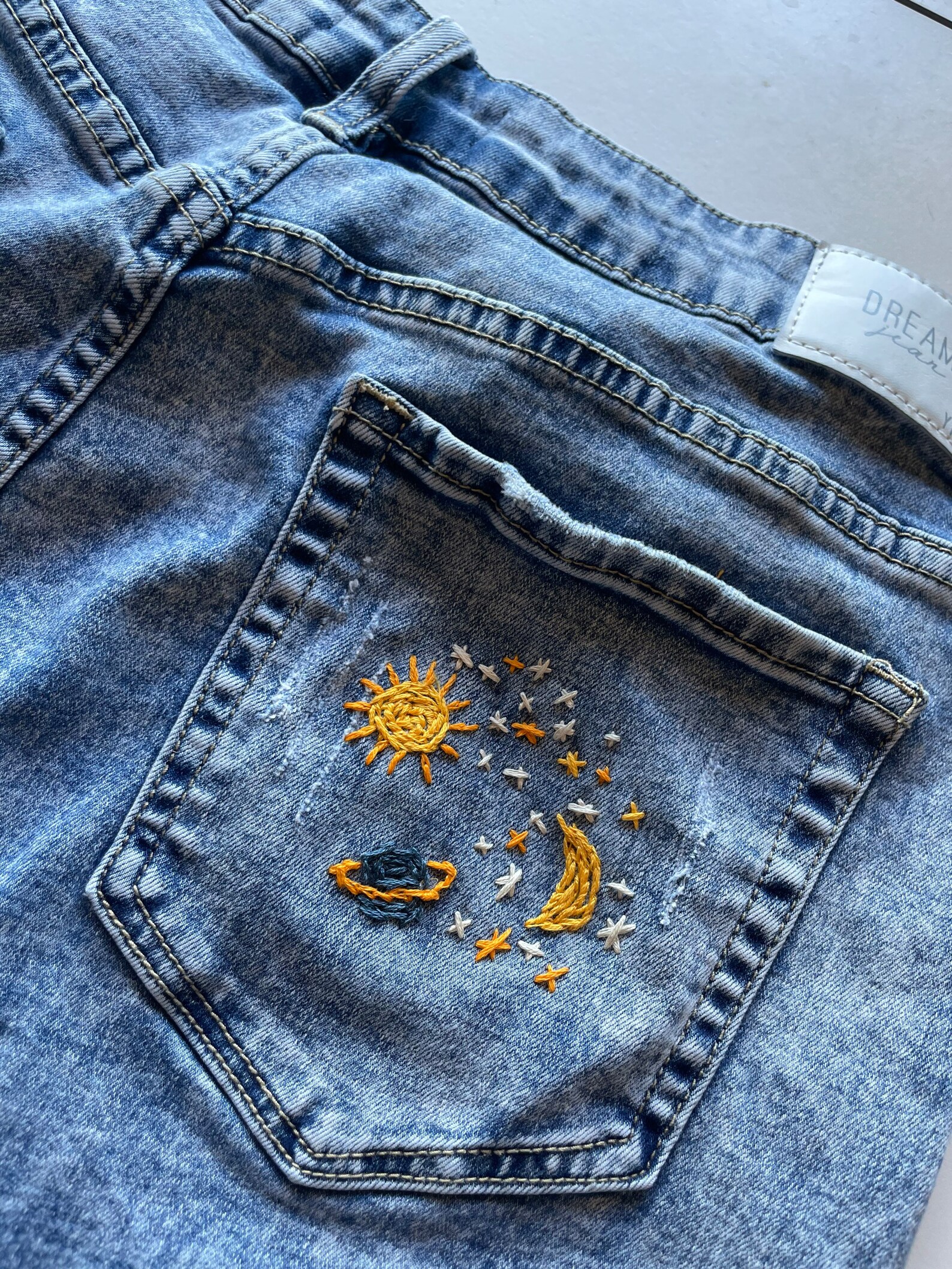 Embroidered Jean Shorts - Etsy