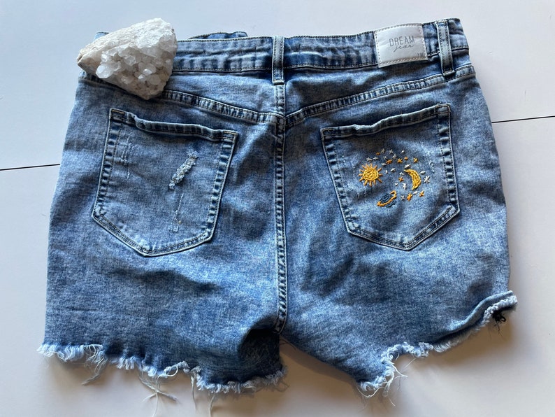 Embroidered Jean Shorts - Etsy