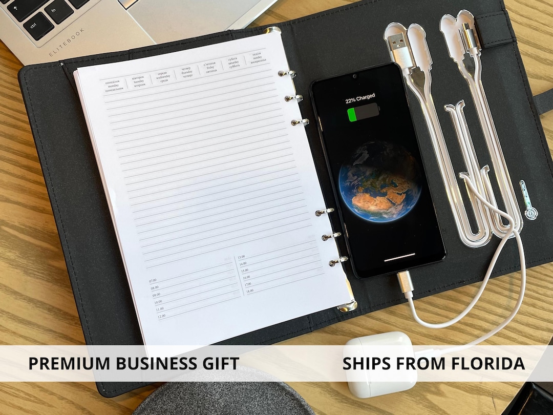 Business Gift Personalized Notebook With Wireless Charging Pad, Custom ...