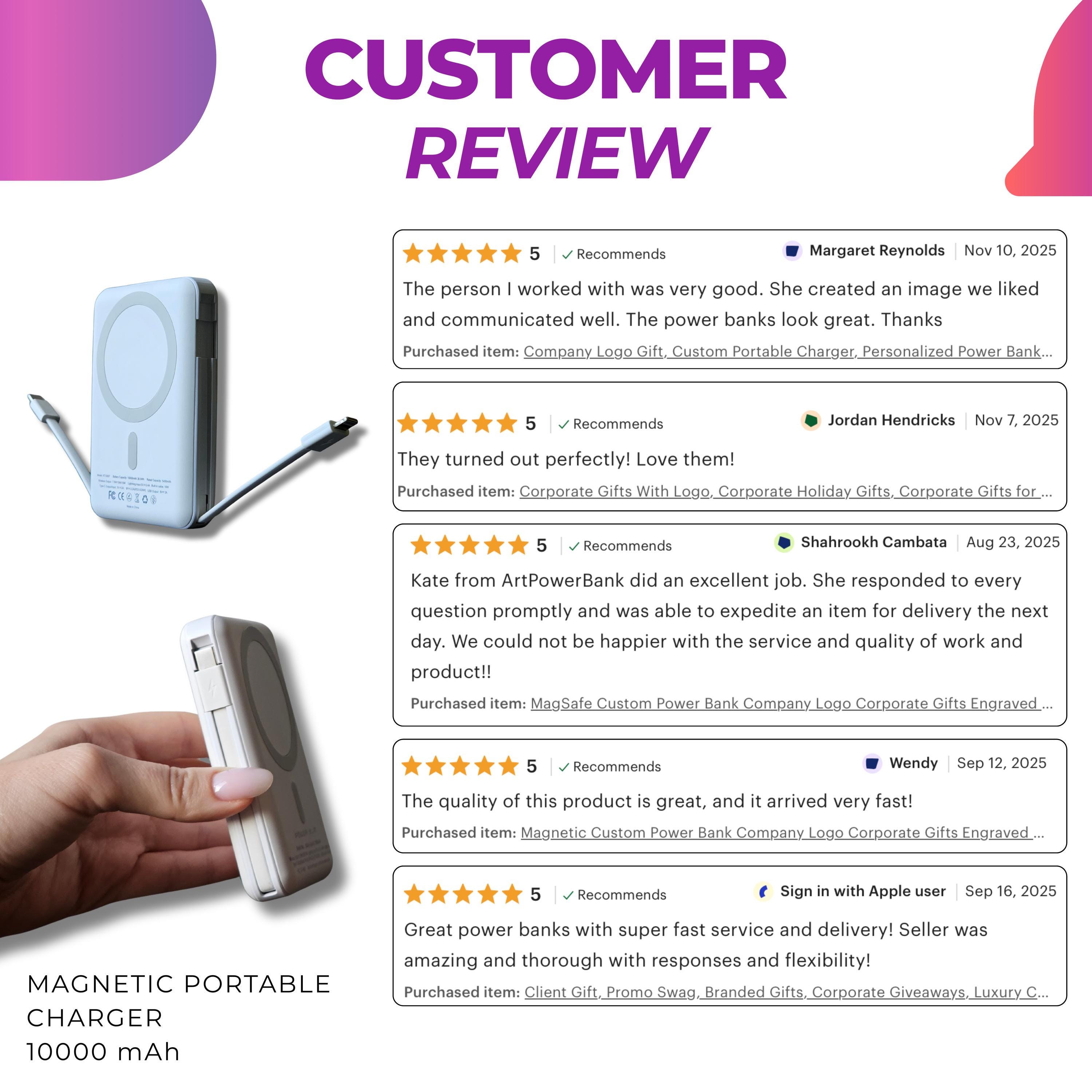 Personalized Company Gift Charger Magnetic Wireless Powerbank, Custom ...