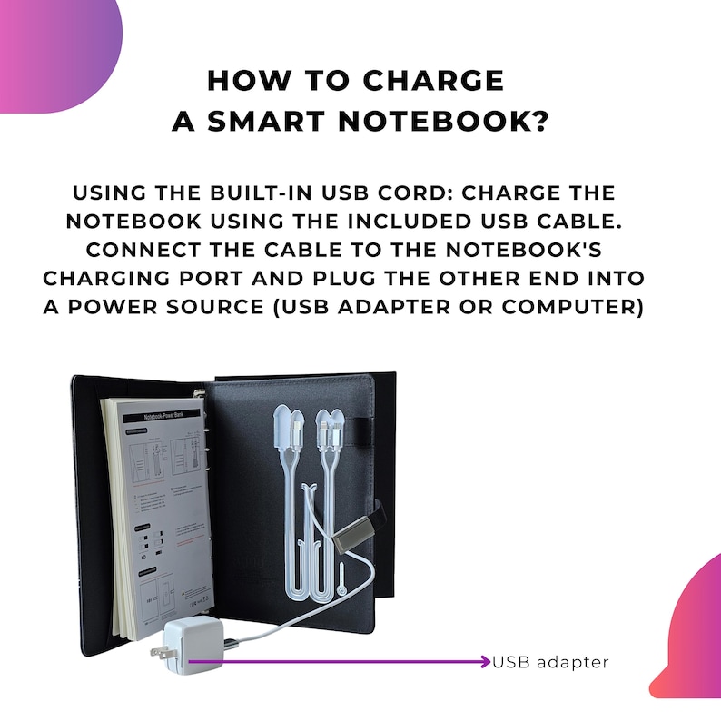 Premium Custom Smart Notebook With Wireless Charger 8000mah Battery USB ...