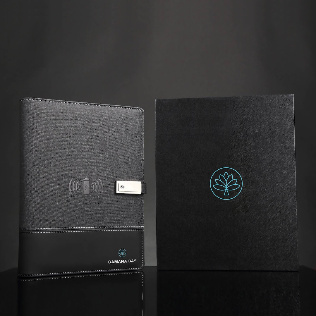 Wireless Charging Notebook Diary, Business Owner Gift Branded A5 ...