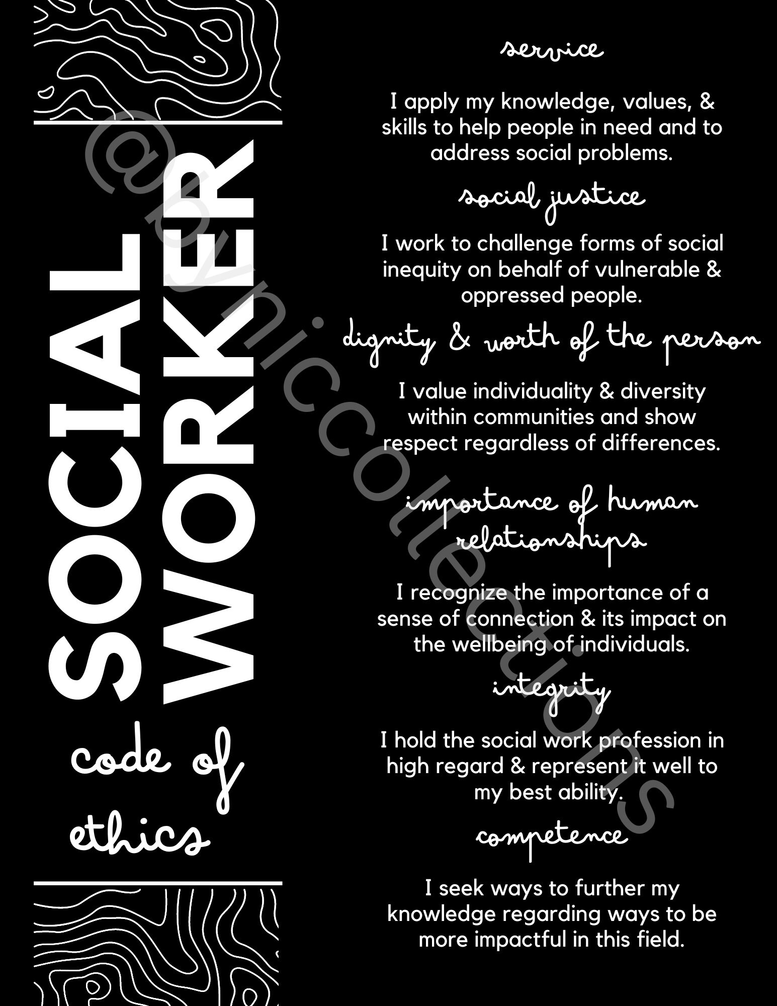 Social Work Wall Art, Social Work Wall Collage, Social Work Code of ...