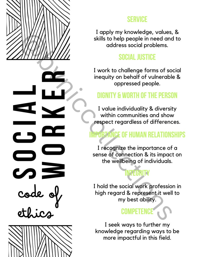 Social Work Wall Art, Social Work Wall Collage, Social Work Code of ...