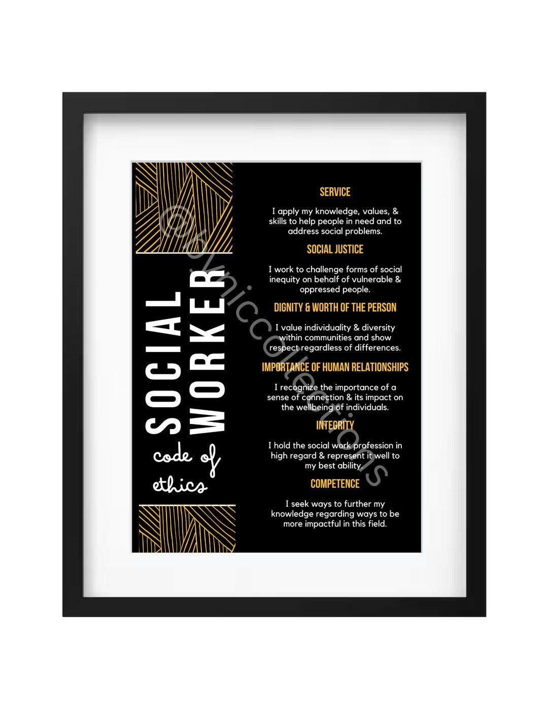 Social Work Wall Poster, Social Work Wall Art, Social Work Code of ...