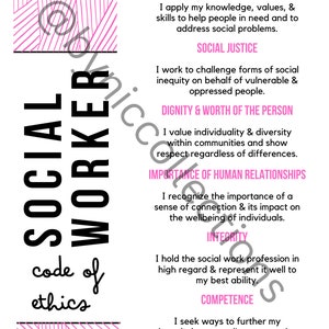 Social Work Wall Poster, Social Work Wall Art, Social Work Code of ...