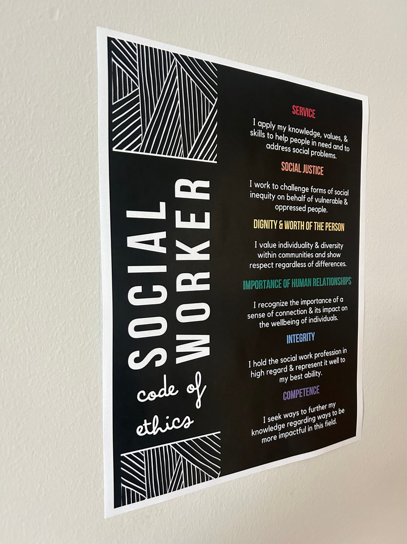 Social Work Wall Poster, Social Work Wall Art, Social Work Code of ...