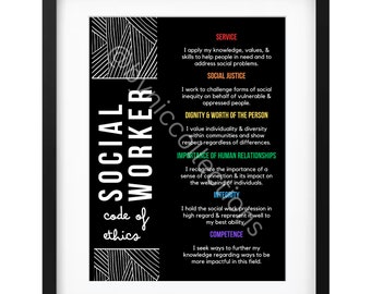 Social Work Wall Poster, Social Work Wall Art, Social Work Code of ...