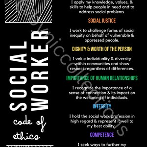 Social Work Wall Art, Social Work Wall Collage, Social Work Code of ...