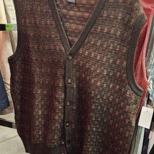 Mystery 90's Vintage Style Vest Sweater Vest Knit Funky Pattern ...
