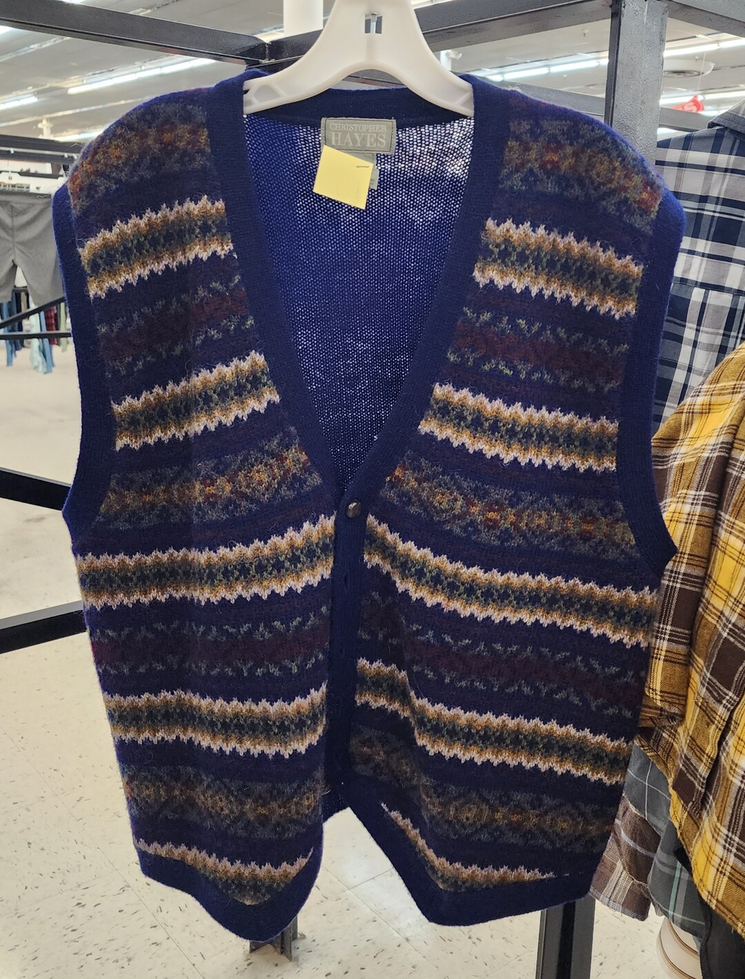 Mystery 90's Vintage Style Vest Sweater Vest Knit Funky Pattern ...