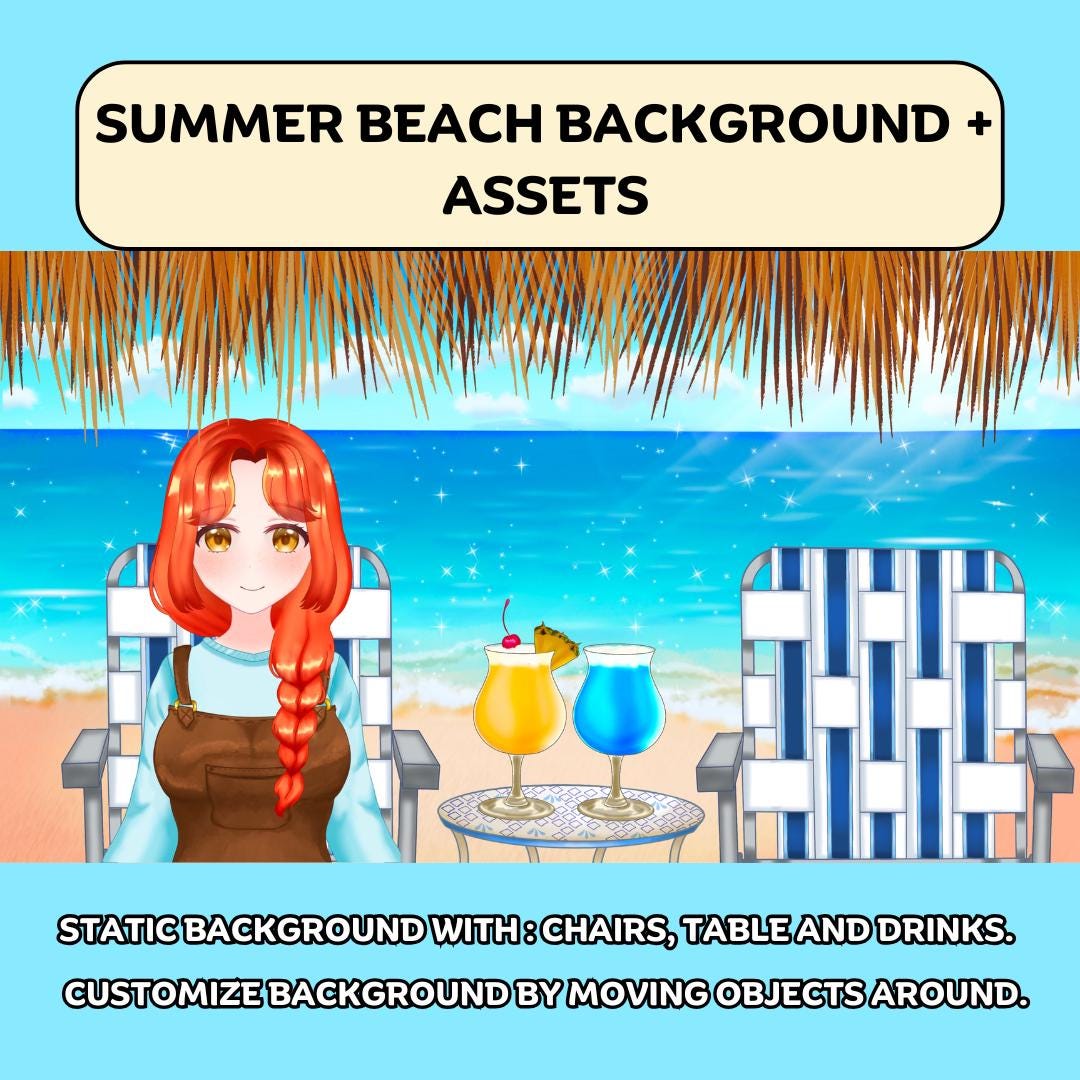 Vtuber Beach Ocean Summer Background + Asset | 1 Background, 1 Ceramic ...