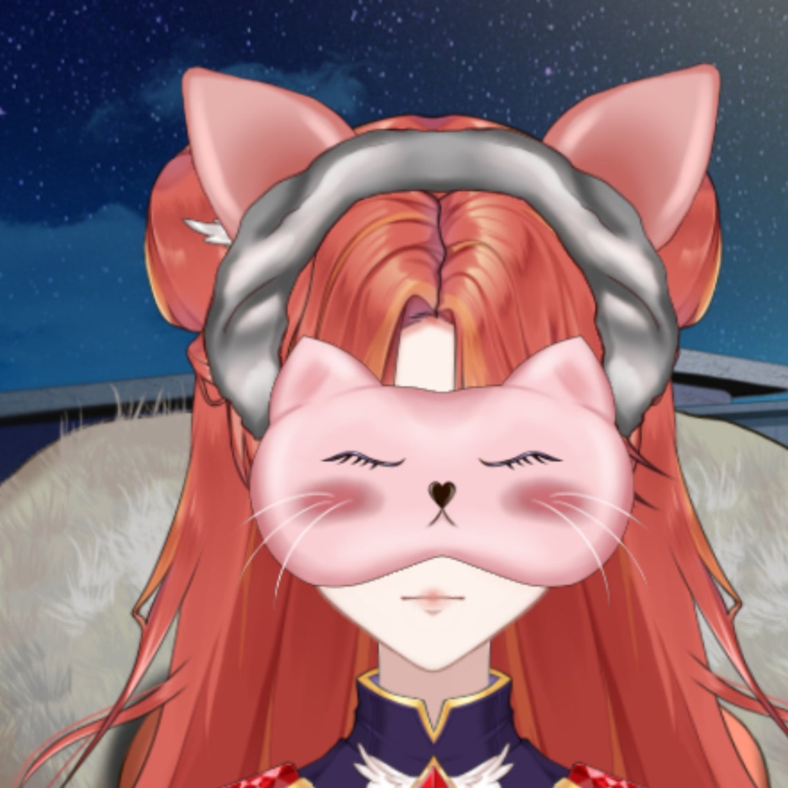 Vtuber Cute Cat Neko Sleeping Mask Asset Cute Cat Neko Pink Sleeping ...