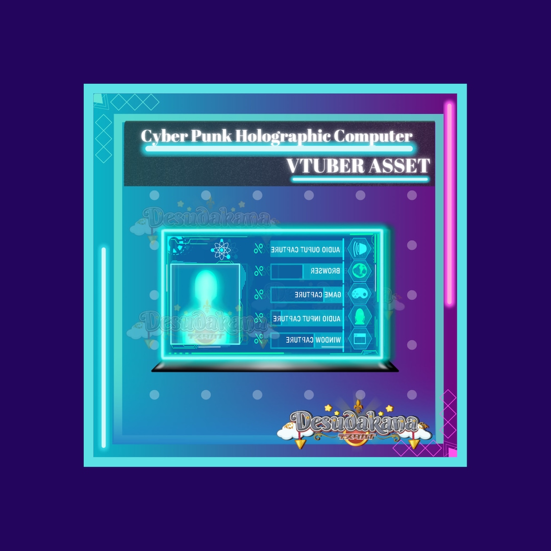 Vtuber Cyberpunk Holographic Computer OBS Screen Asset | Cyber Punk ...
