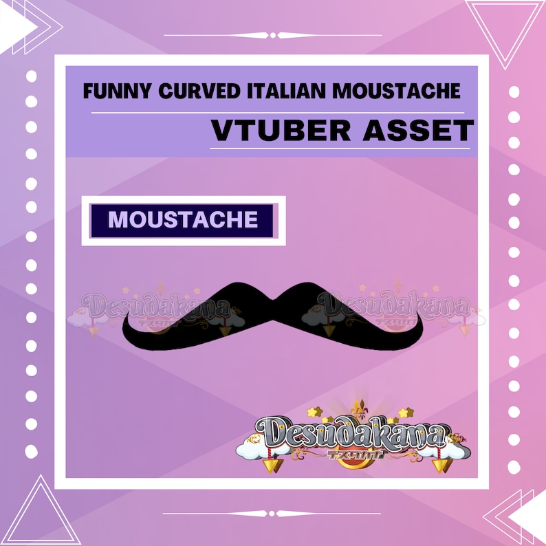 Vtuber Funny Curved Italian Moutache Asset | Italian Moustache |live2d ...