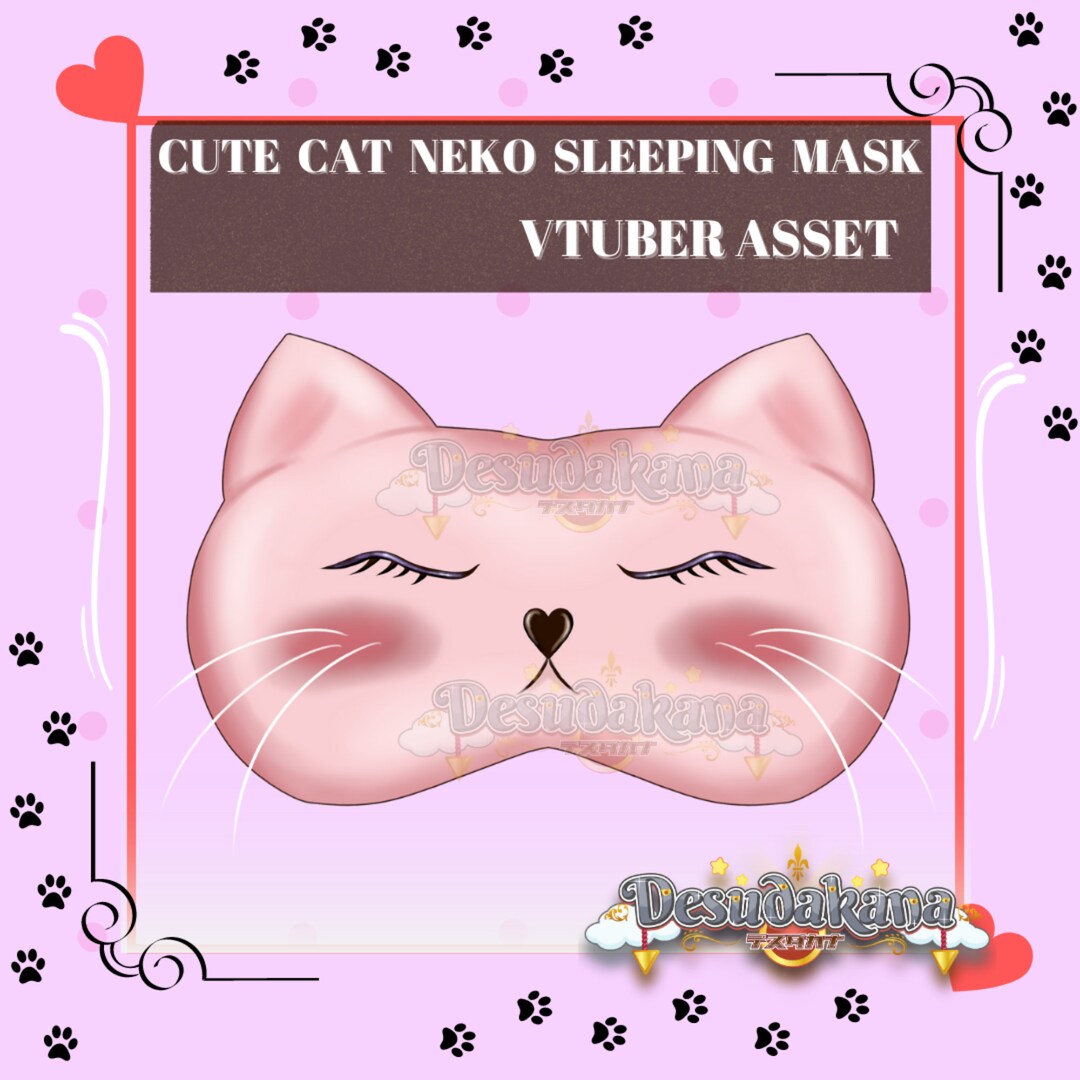 Vtuber Cute Cat Neko Sleeping Mask Asset Cute Cat Neko Pink Sleeping ...