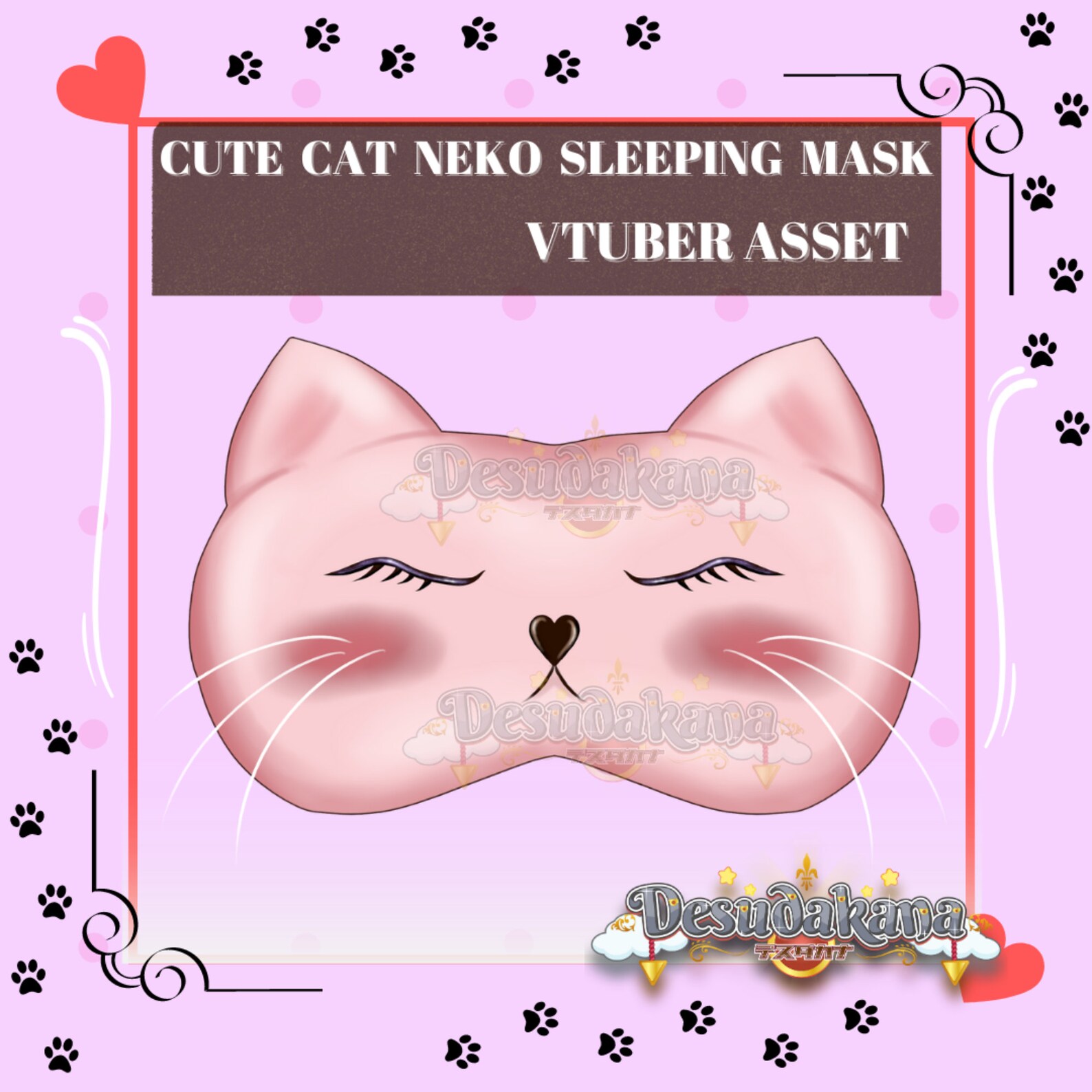 Vtuber Cute Cat Neko Sleeping Mask Asset Cute Cat Neko Pink - Etsy