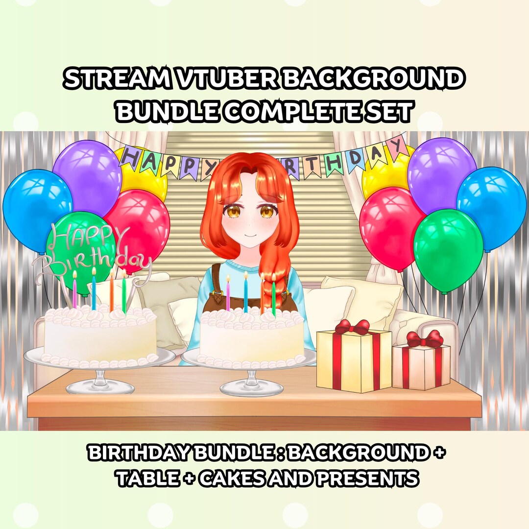 Vtuber Birthday Background + Desk Bundle + Birthday Assets - Etsy