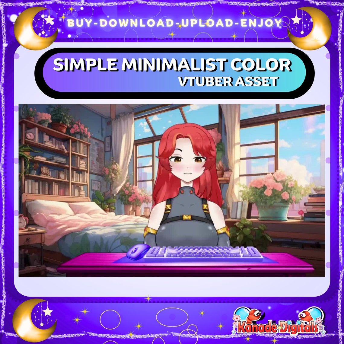 Vtuber Asset Keyboard Simple Minimalist Color Purple Keyboard, Mouse ...