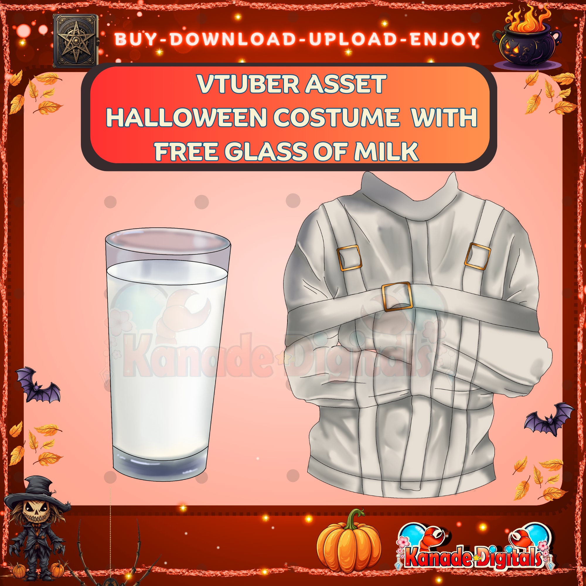 Vtuber Halloween Straitjacket | Asylum Costume With Free Glass of Milk ...