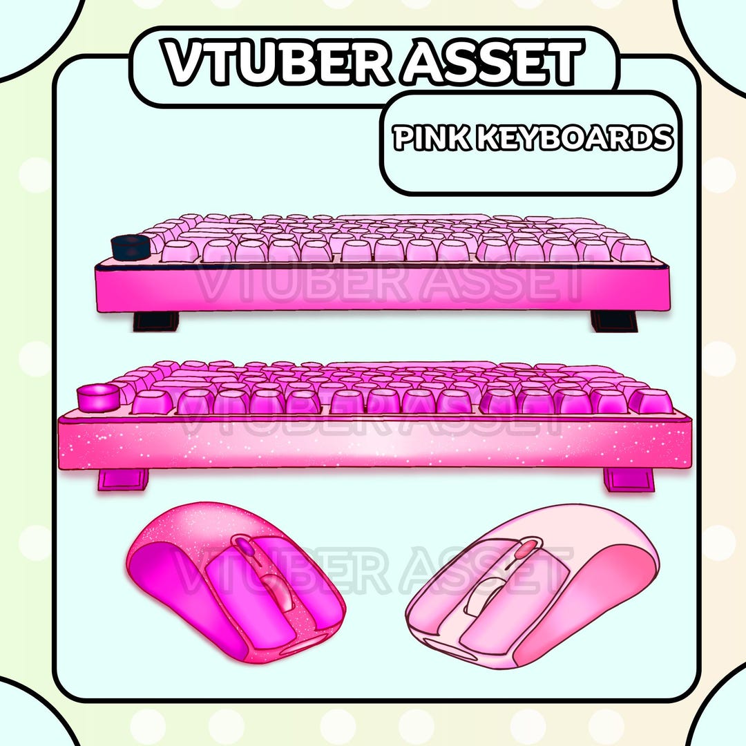 Vtuber Asset Keyboard Simple Minimalist Color | Pink |2 Keyboards, 2 ...