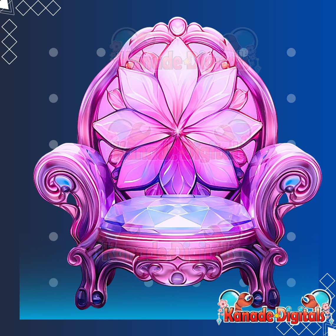 Pink Flower Angel Chair Vtuber Asset | Antique Vintage Whimsical ...