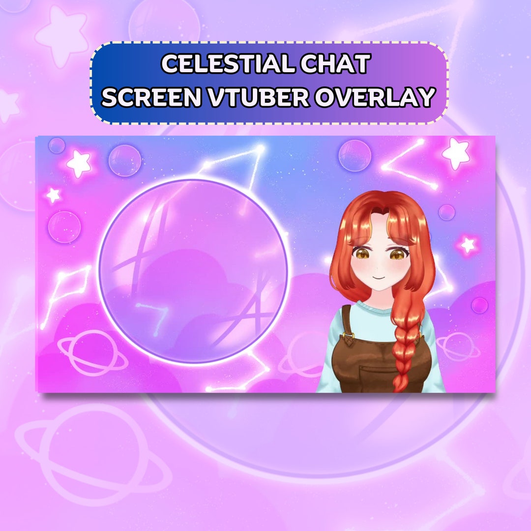 Cute Celestial Vtuber Chat Screen | 1 Static Scene for Chatting ...