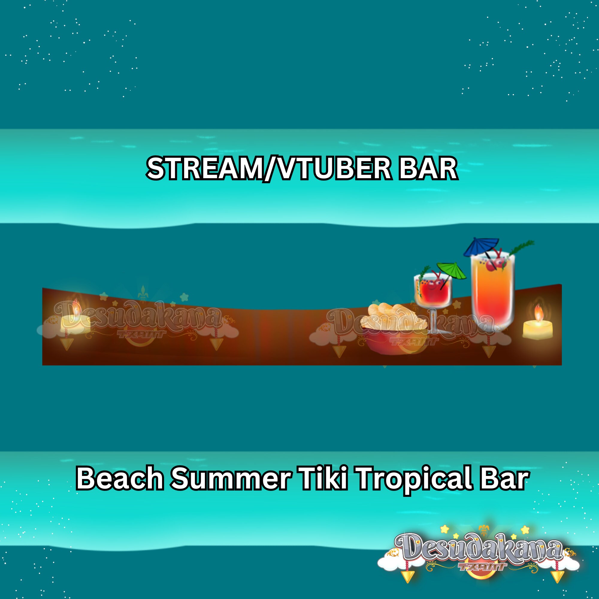 Vtuber Tiki Bar Beach Background + Bar Bundle | 4 Background, 2 Animated, 2 Statics, 1 Bar ...