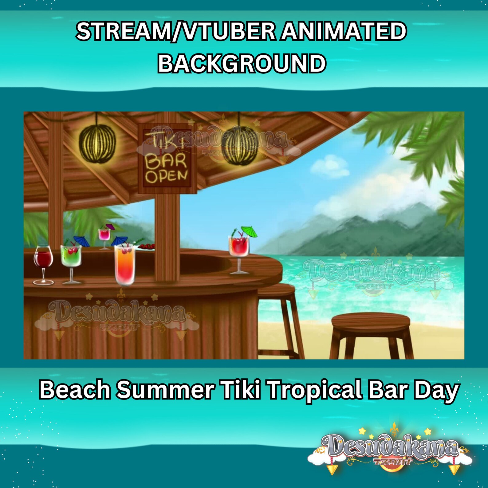 Vtuber Tiki Bar Beach Background + Bar Bundle | 4 Background, 2 ...
